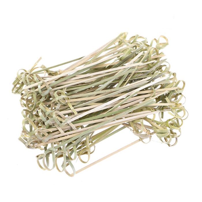 Bamboo Pearl & Ribbon Skewers - White Pebbles